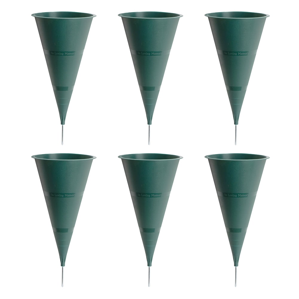 Root & Vessel Cemetery Vase, Green, In Loving Memory Cone, 6-Pack ...