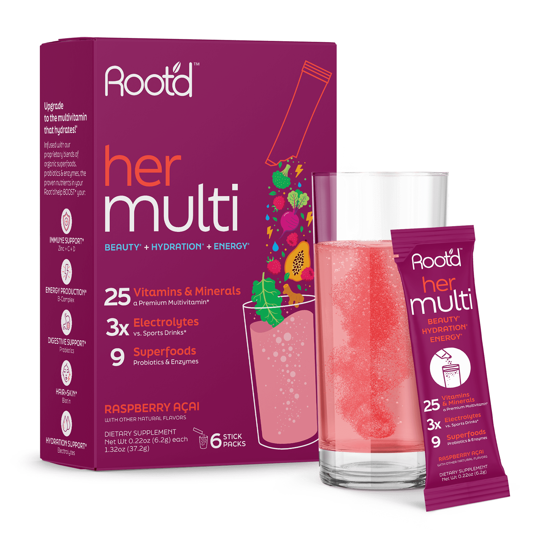 Root'd - Her Multi - Essential Multivitamin + Sugar-Free Electrolytes ...