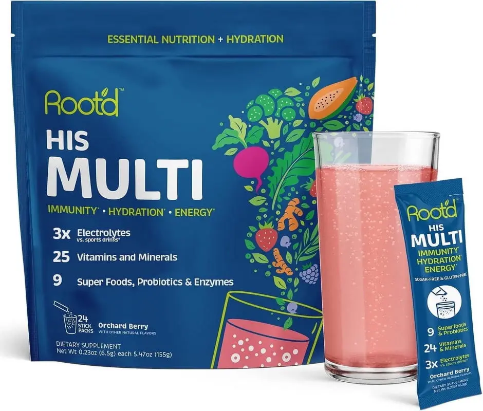 Root'd Multivitamin Powder for Men - 24 Vitamins & Minerals with 3X ...