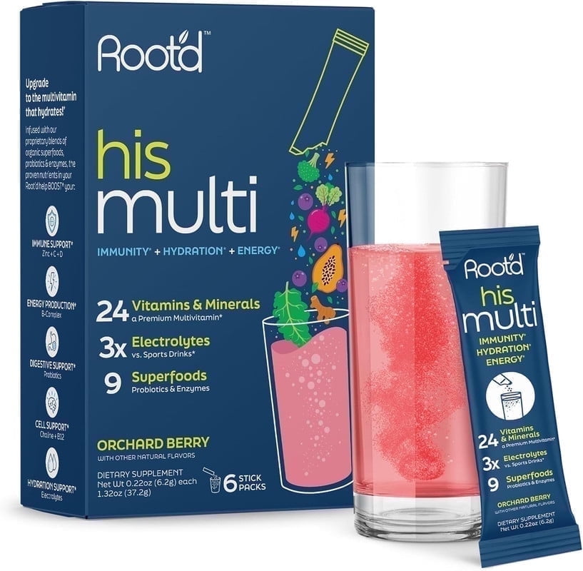 Root'd Multivitamin Powder for Men, 24 Vitamins and Minerals, 3X ...