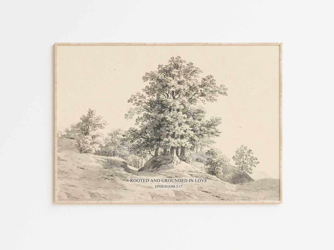 Rooted And Grounded In Love Bible Verse Wall Art, Ephesians 3:17 ...