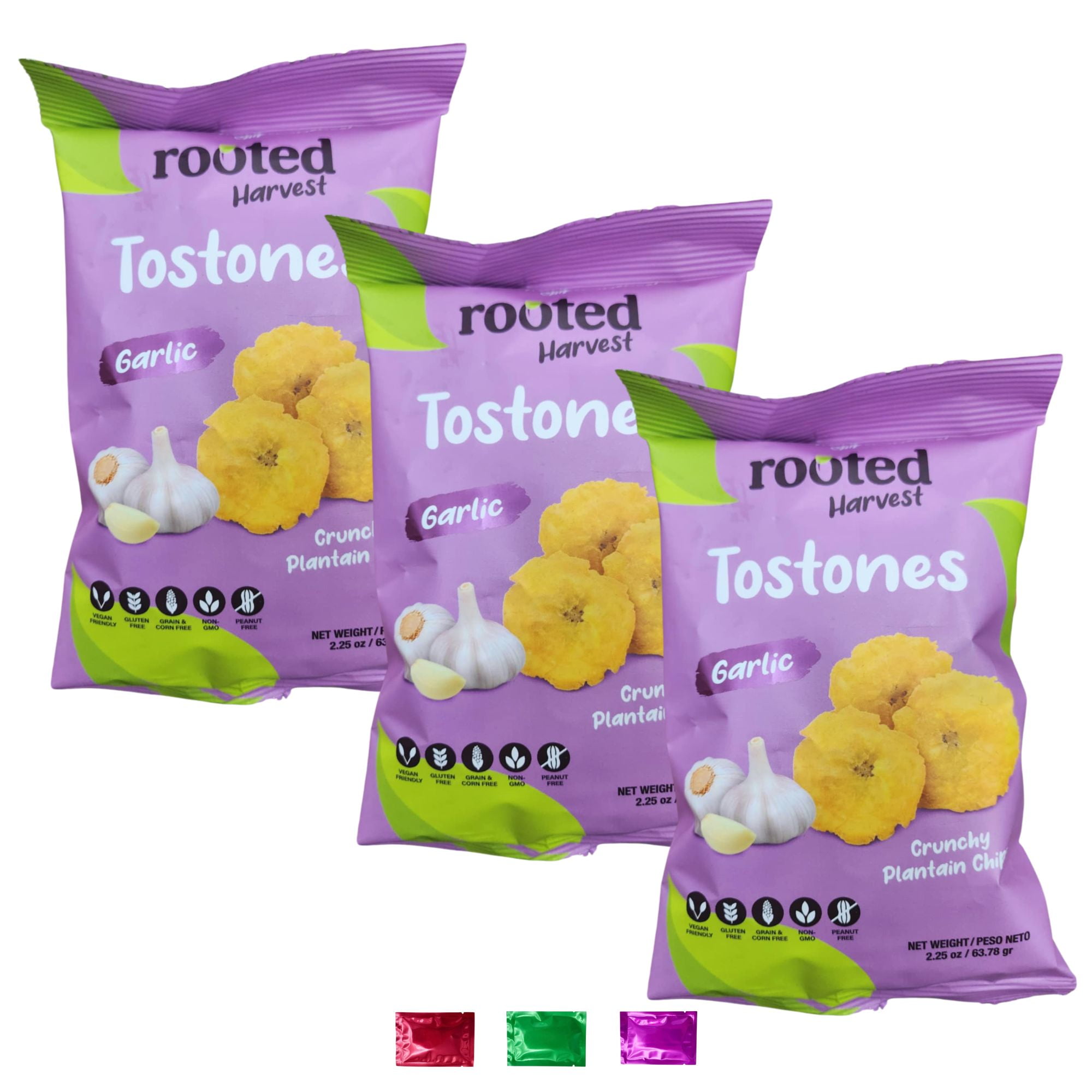 Rooted Harvest Tostones Garlic Crunchy Plantain Chips 2.25 Oz 3 Pack ...