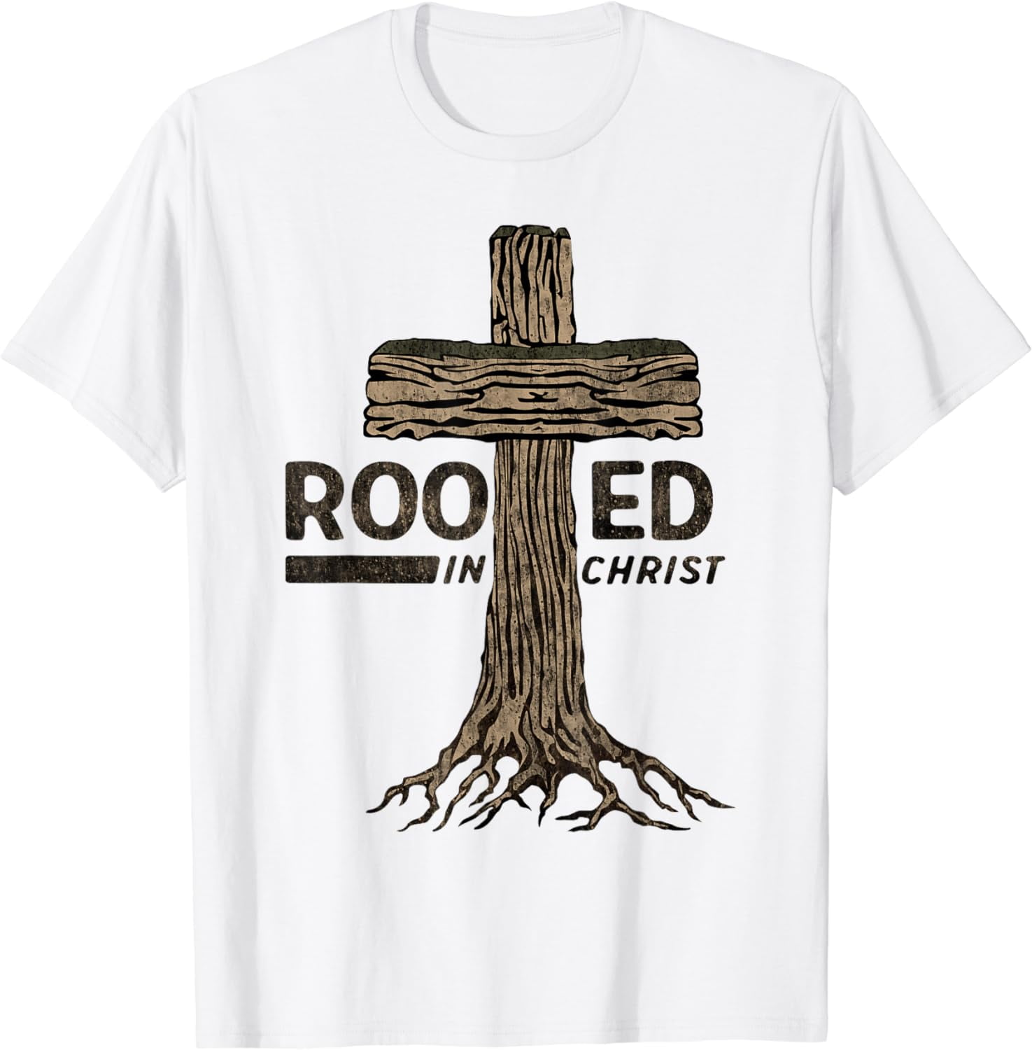 Rooted In Christ Jesus Cross Pray Bible Verse Vintage T-Shirt - Walmart.com