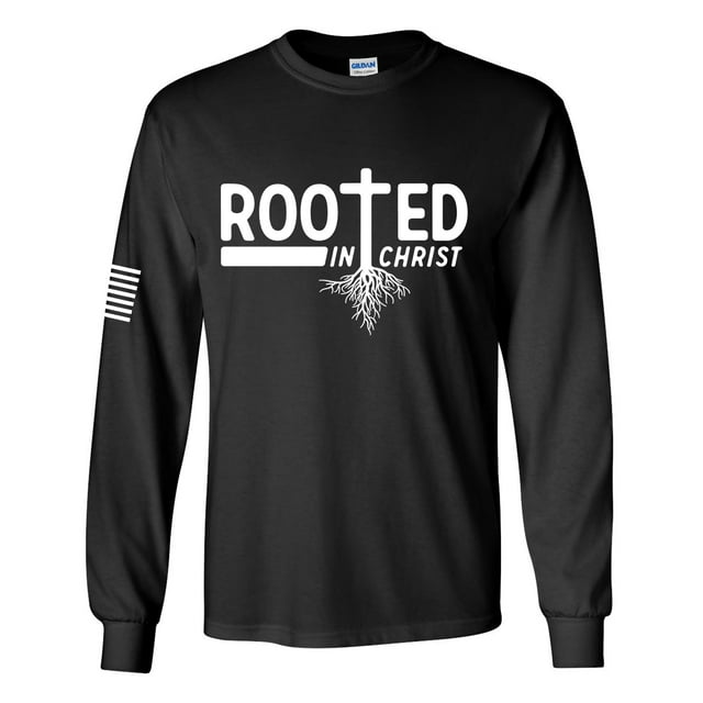 Rooted In Christ Tree Roots Mens Christian Long Sleeve T-shirt Long ...