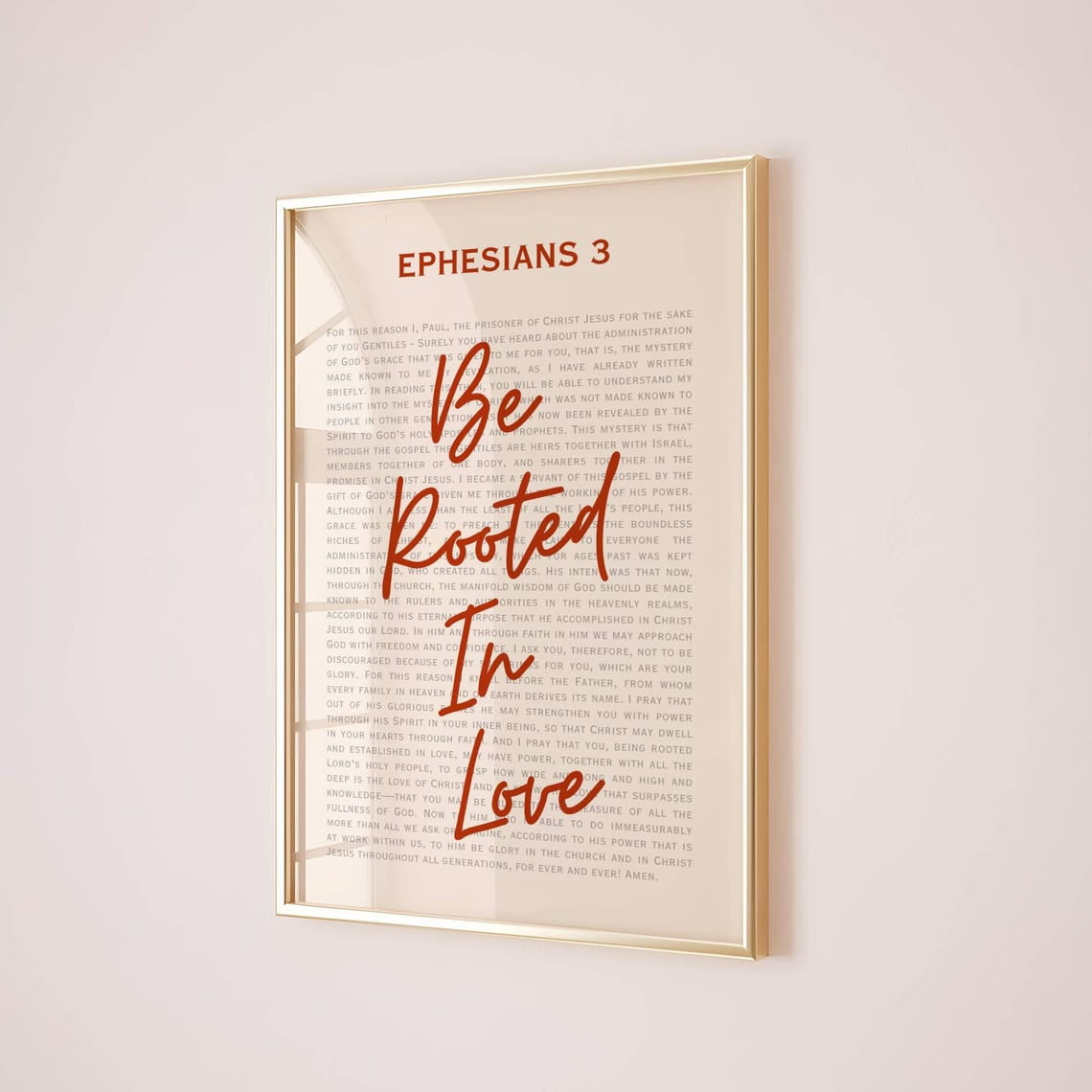 Be Rooted In Love Bible Verse Wall Art, Ephesians 3 Scripture Poster ...