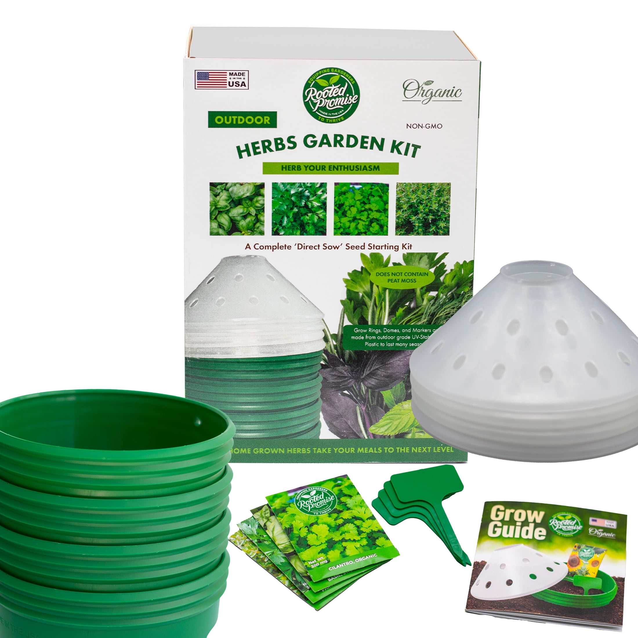 Rooted Promise Herbs Garden Kit Organic Herb Seed Starter Kit with Grow ...