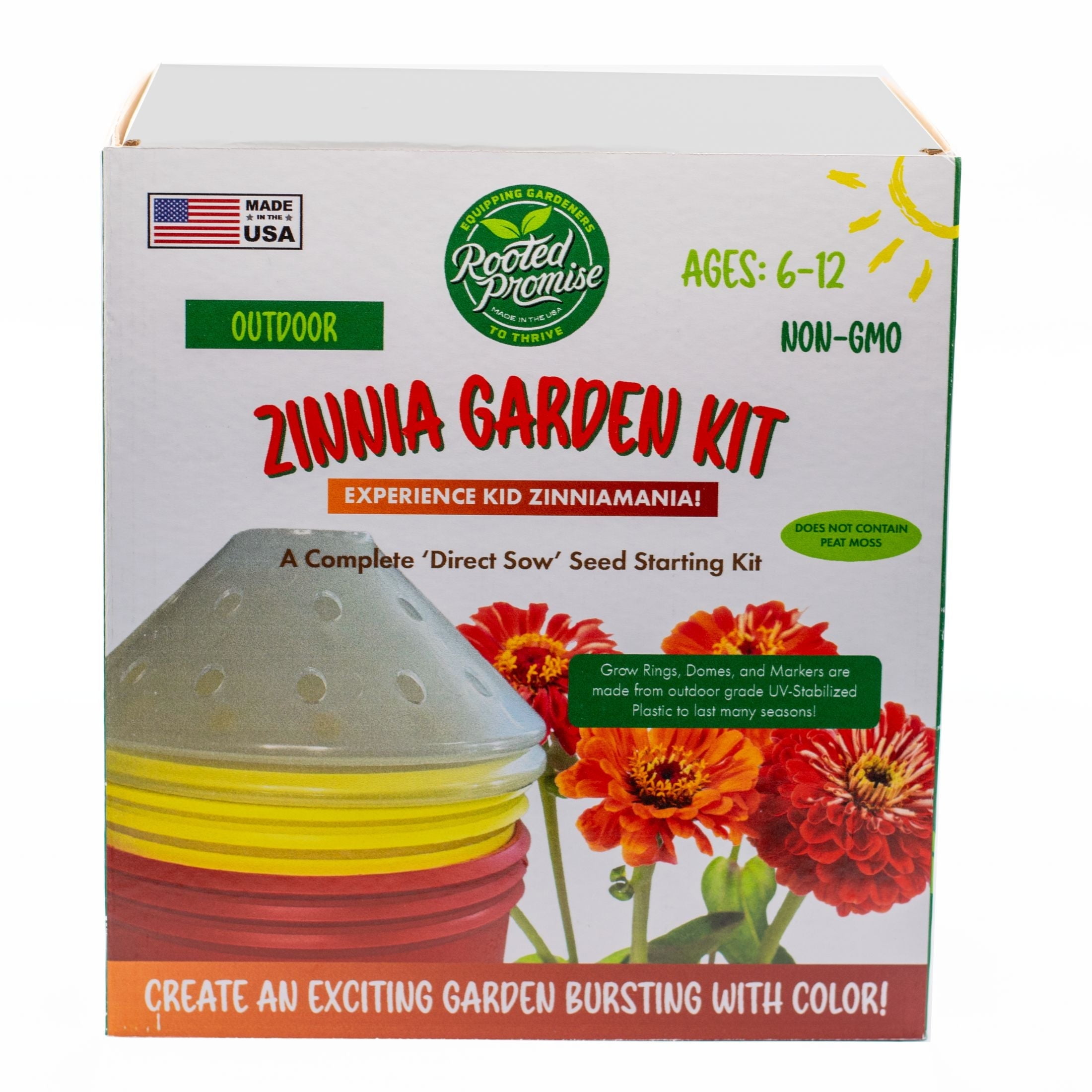 Rooted Promise Zinnia Garden Kit Kids Zinnia Seeds Starter Kit with ...