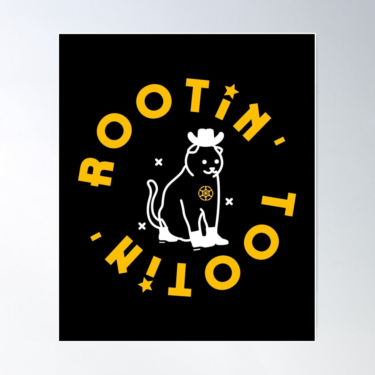Rootin Tootin Cat In Boots And Cowboy Hat Poster Wall Art, Modern Wall ...