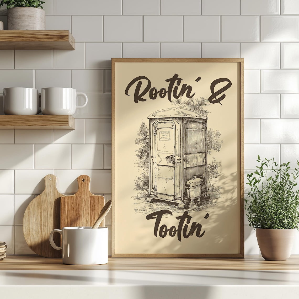 Rootin' Tootin' Porta Potty Bathroom Sign Toilet Humor Rustic Sketch ...