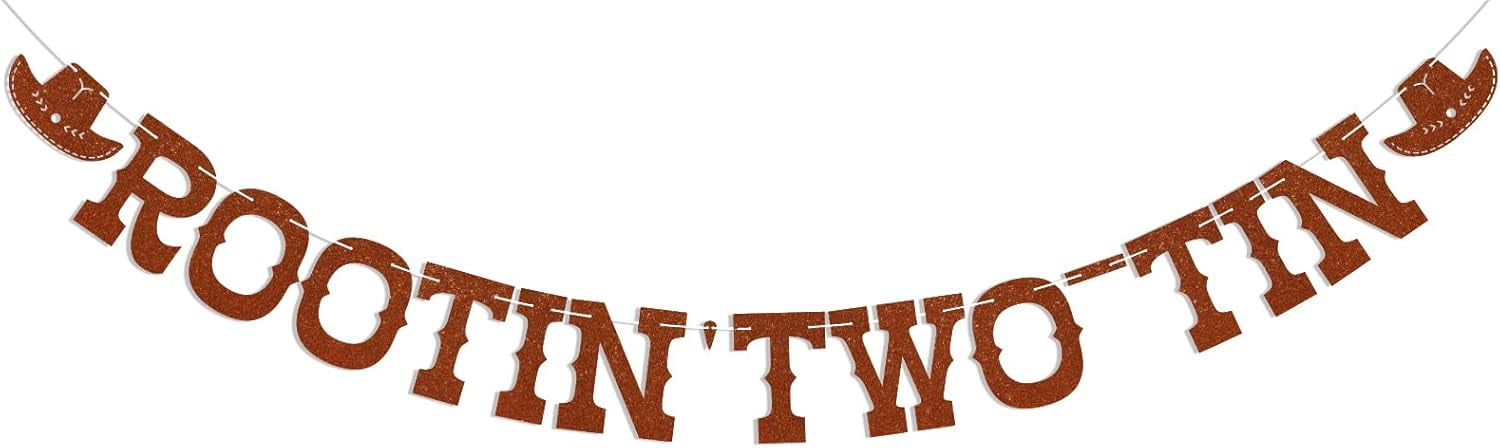 Rootin' Two-Tin Banner - Western Cowboy Themed 2nd Birthday Banner, Boy ...