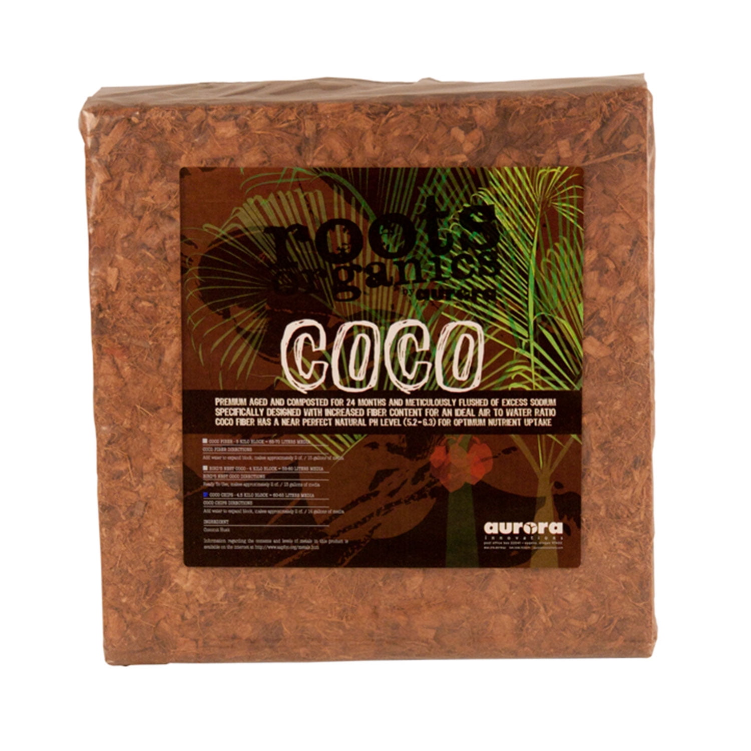Roots Organics Premium Planting Coco Chips Block for Potting Soil, 4.5 ...