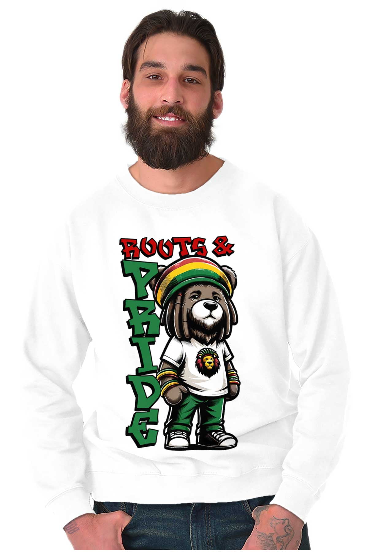 Roots Pride Rastafari Teddy Bear Unisex Plus Fleece Graphic Sweatshirt ...