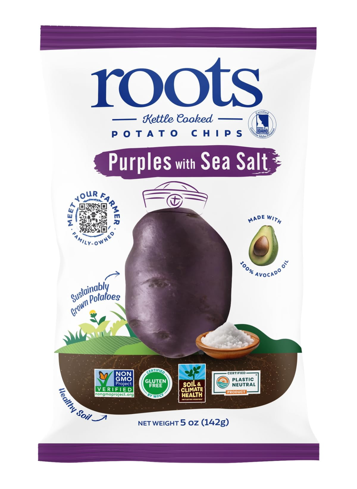 Roots Purple Sea Salt Potato Chips Gluten Free 5 oz (Pack of 12 ...