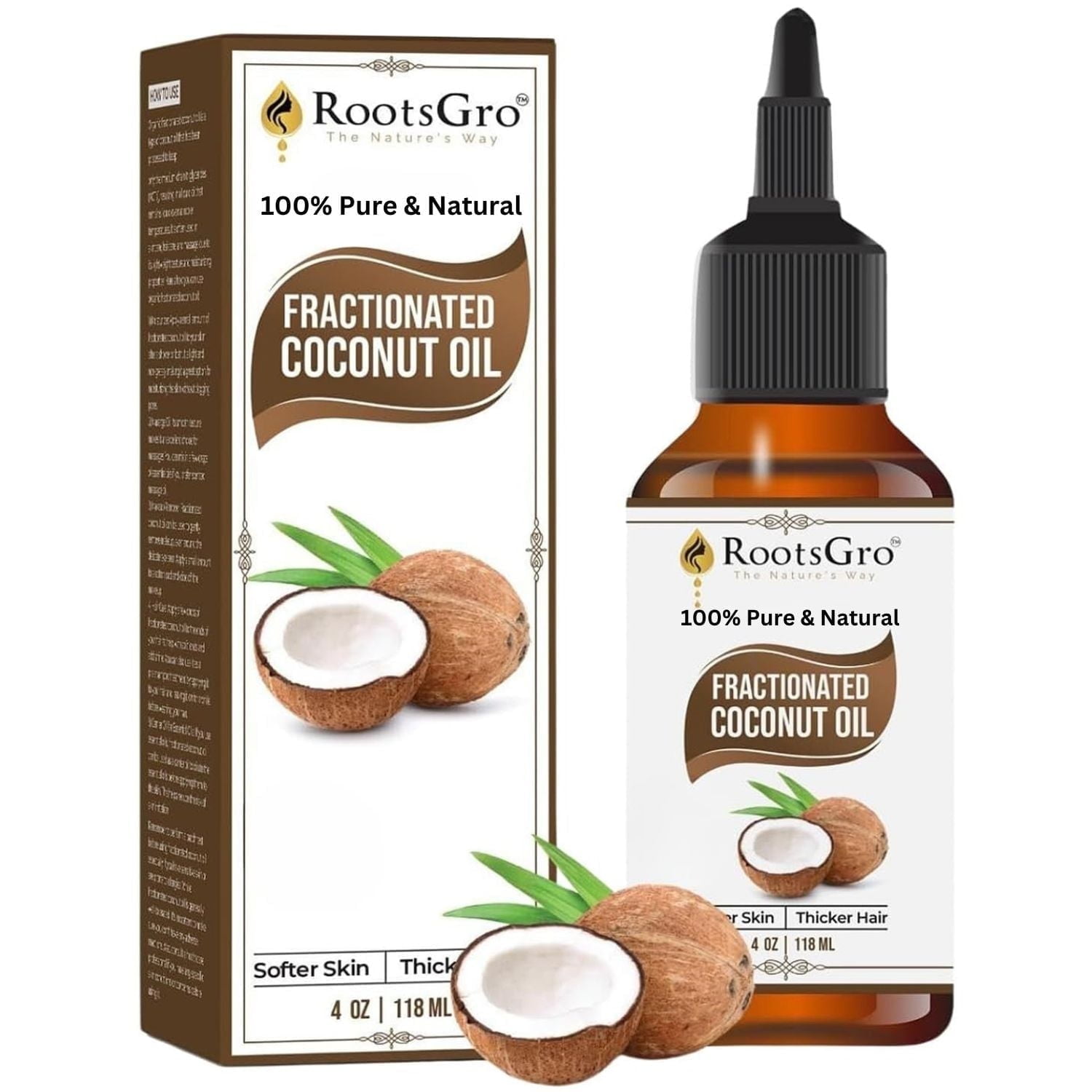 RootsGro Natural Fractionated Coconut Oil | Hair Growth, Scalp ...
