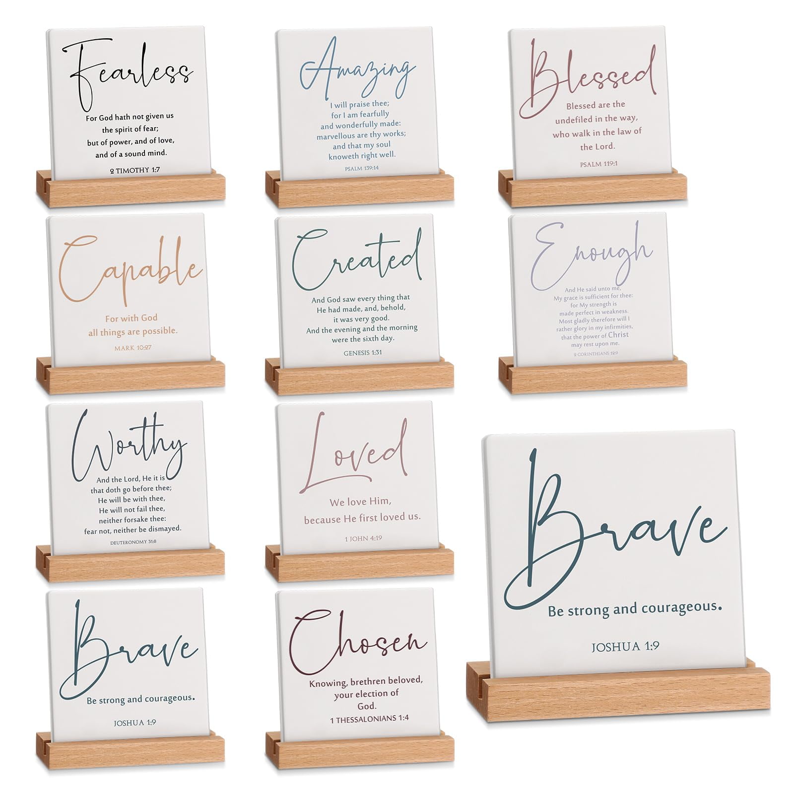 Roowest 10 Pcs Christian Desk Sign Decor Gift Bulk Religious Bible ...