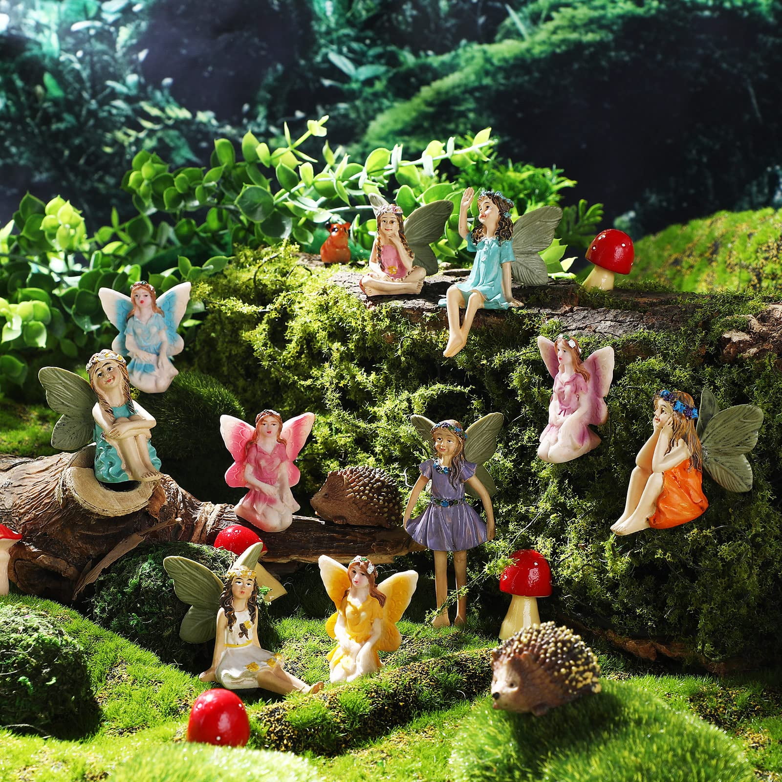 Roowest 16 Pcs Garden Accessories Miniatures Fairies Kit Resin ...