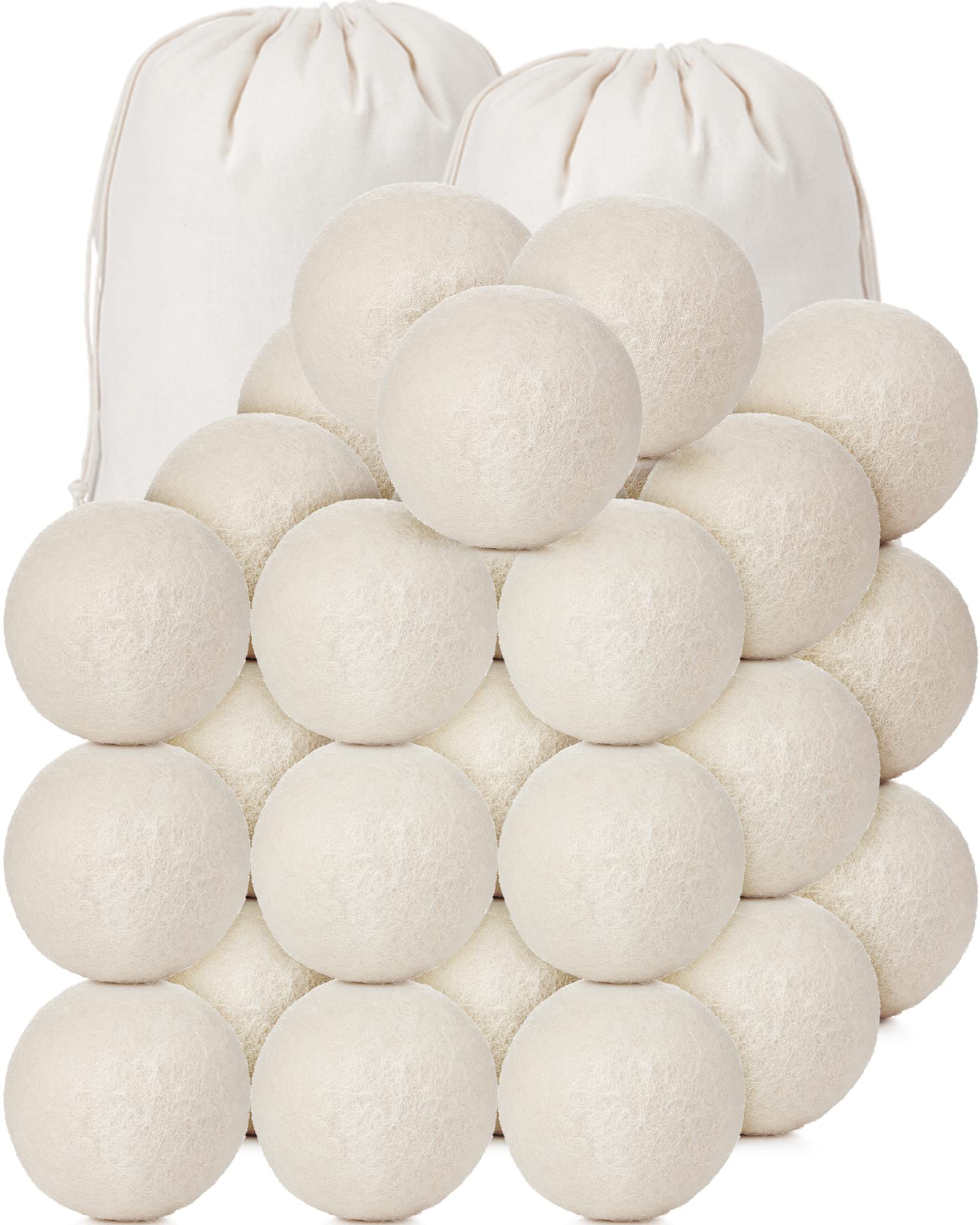 Roowest 24 Pcs Wool Dryer Balls Set Reusable Laundry Wool Balls with ...