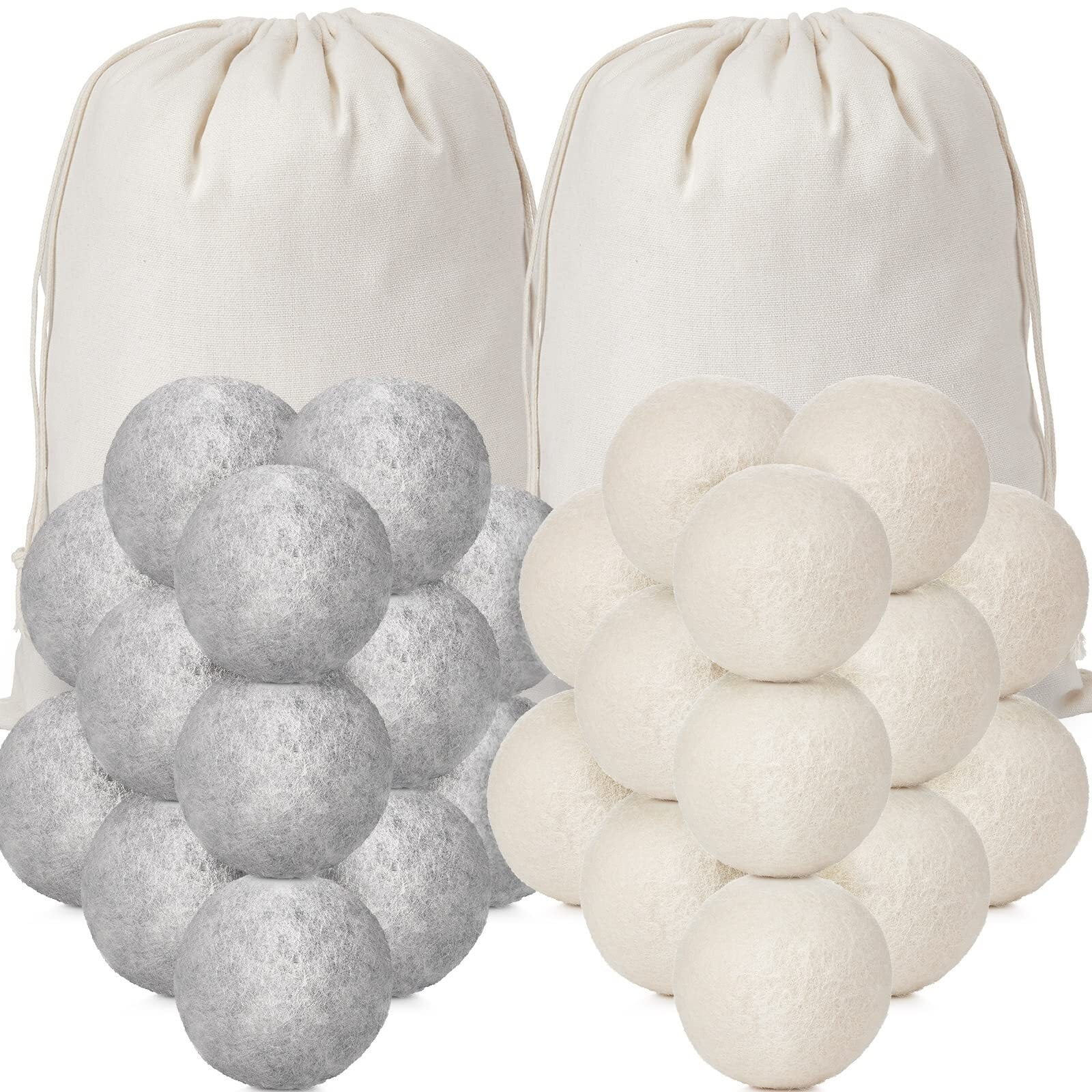 Roowest 32 Pieces Wool Dryer Balls Set 30 Reusable Wool Balls with 2 ...