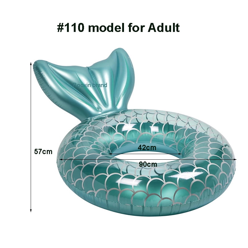 Rooxin Inflatable Swimming Ring Mermaid With Backrest Pool Floaters for ...