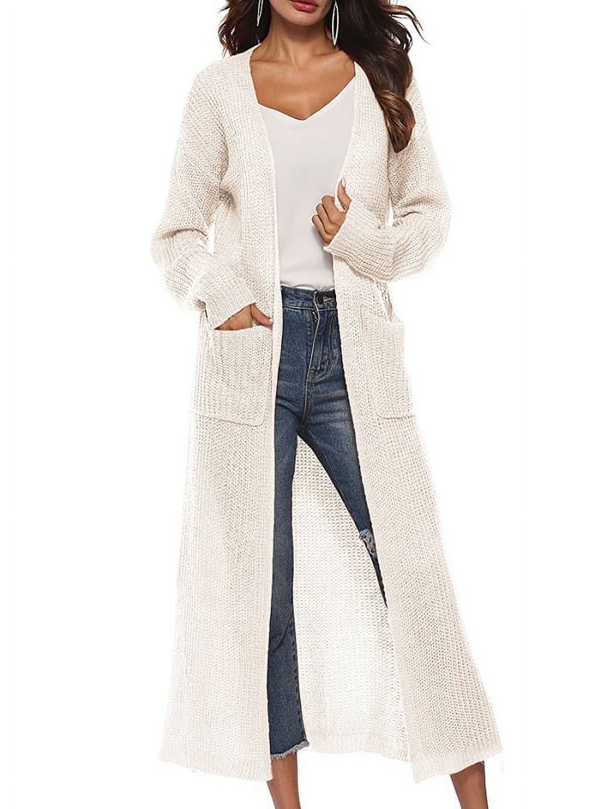 Ropalia Women Long Sleeve Solid Color Long Sweater Cardigan Coat ...