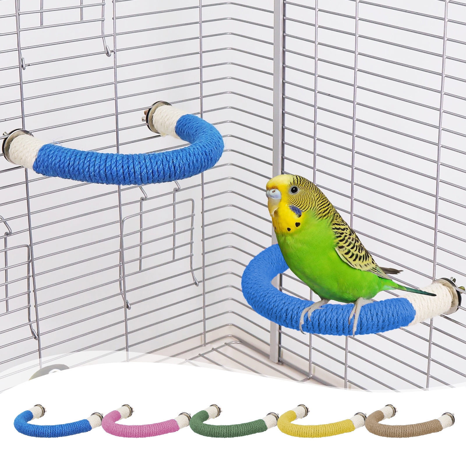 Rope Bird Cage Perch Chewing Toy with Screws for Small Birds Parakeets ...