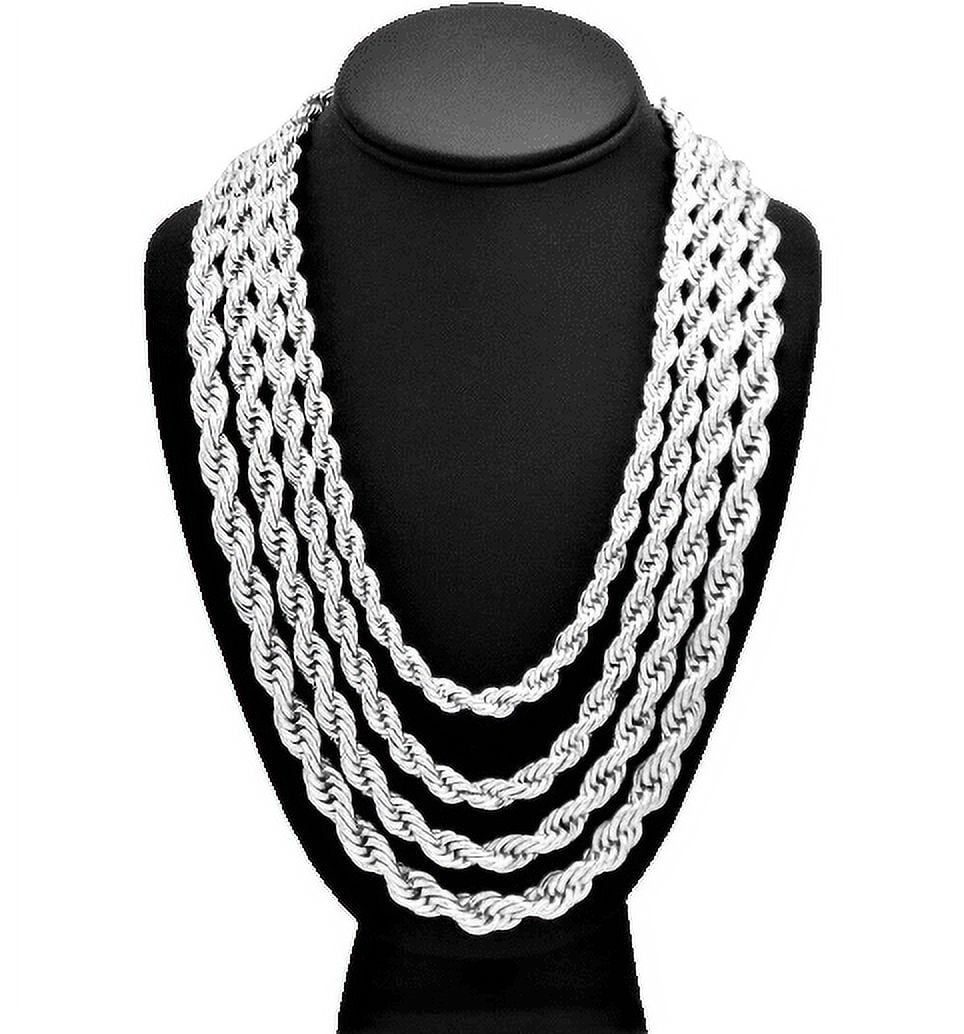 Rope Chain Necklaces in Silver for Men Women and Kids Stainless Steel ...