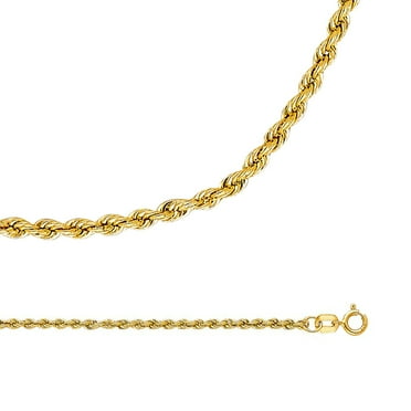 Rope Chain Solid 14k Yellow Gold Necklace Twisted Diamond Cut Genuine Classic Light , 3 mm - 18 ...