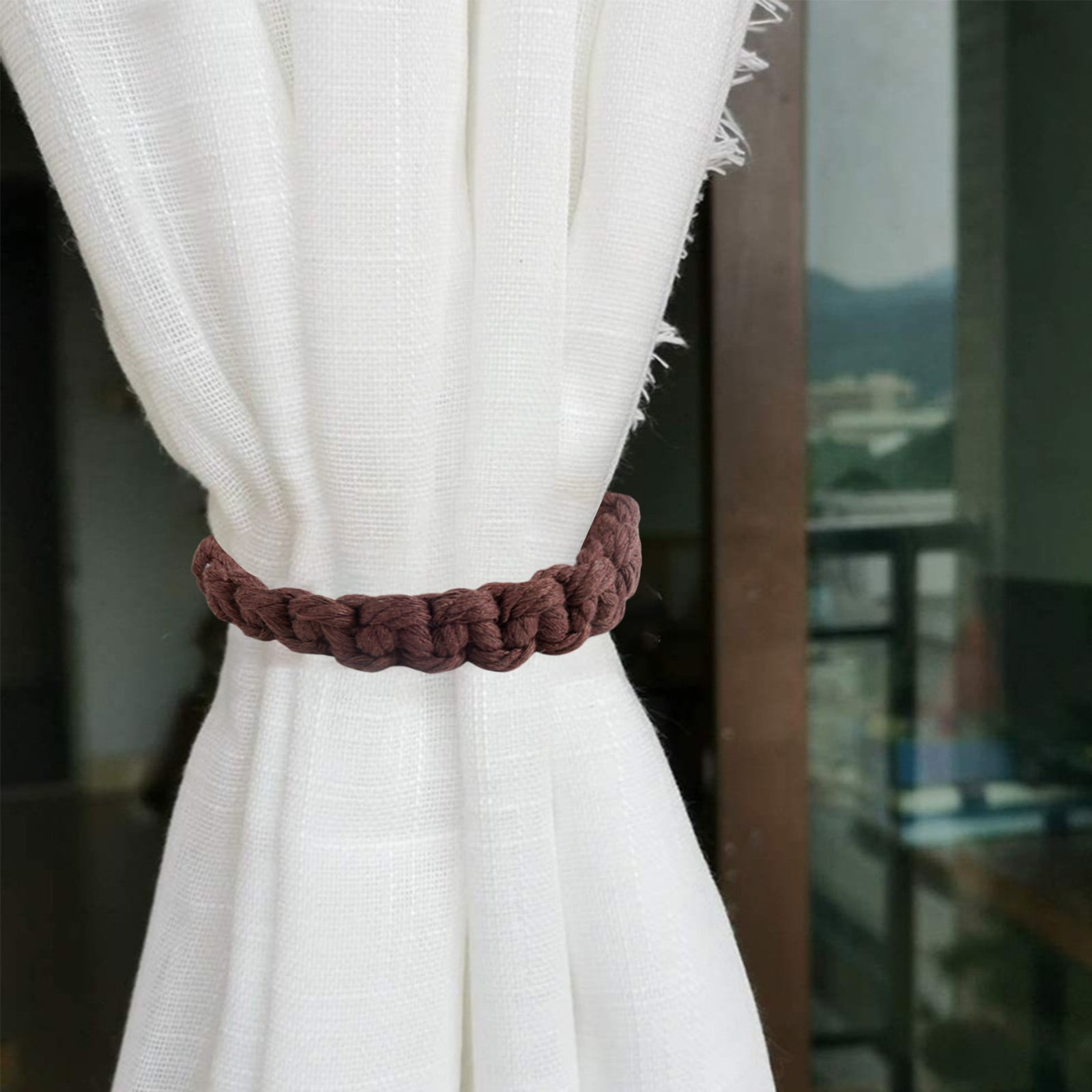Rope Curtain Holdbacks, Twisted Fabric Bands, Natural Jute Accents ...