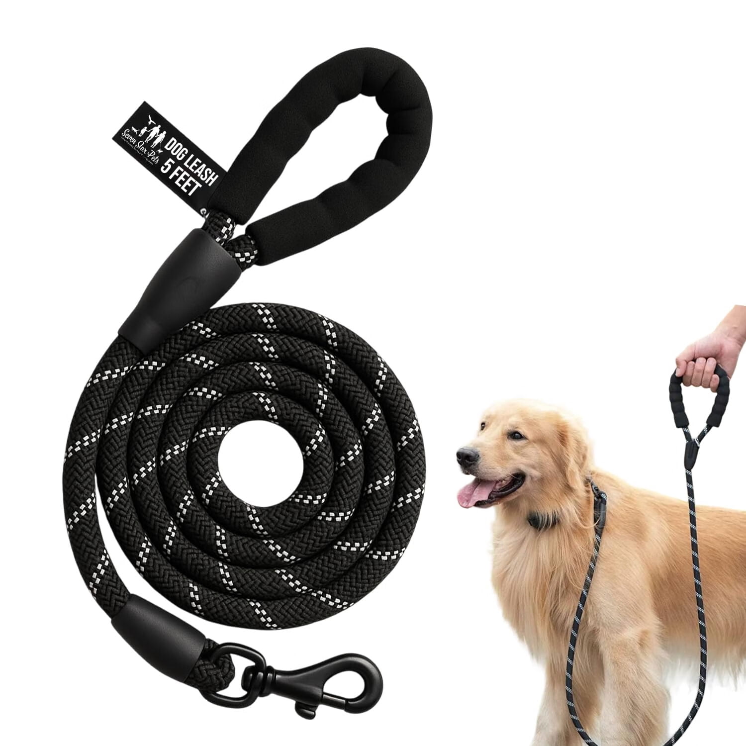 Rope Dog Leash – 6.5 FT Durable Leash with Comfortable Padded Handle ...