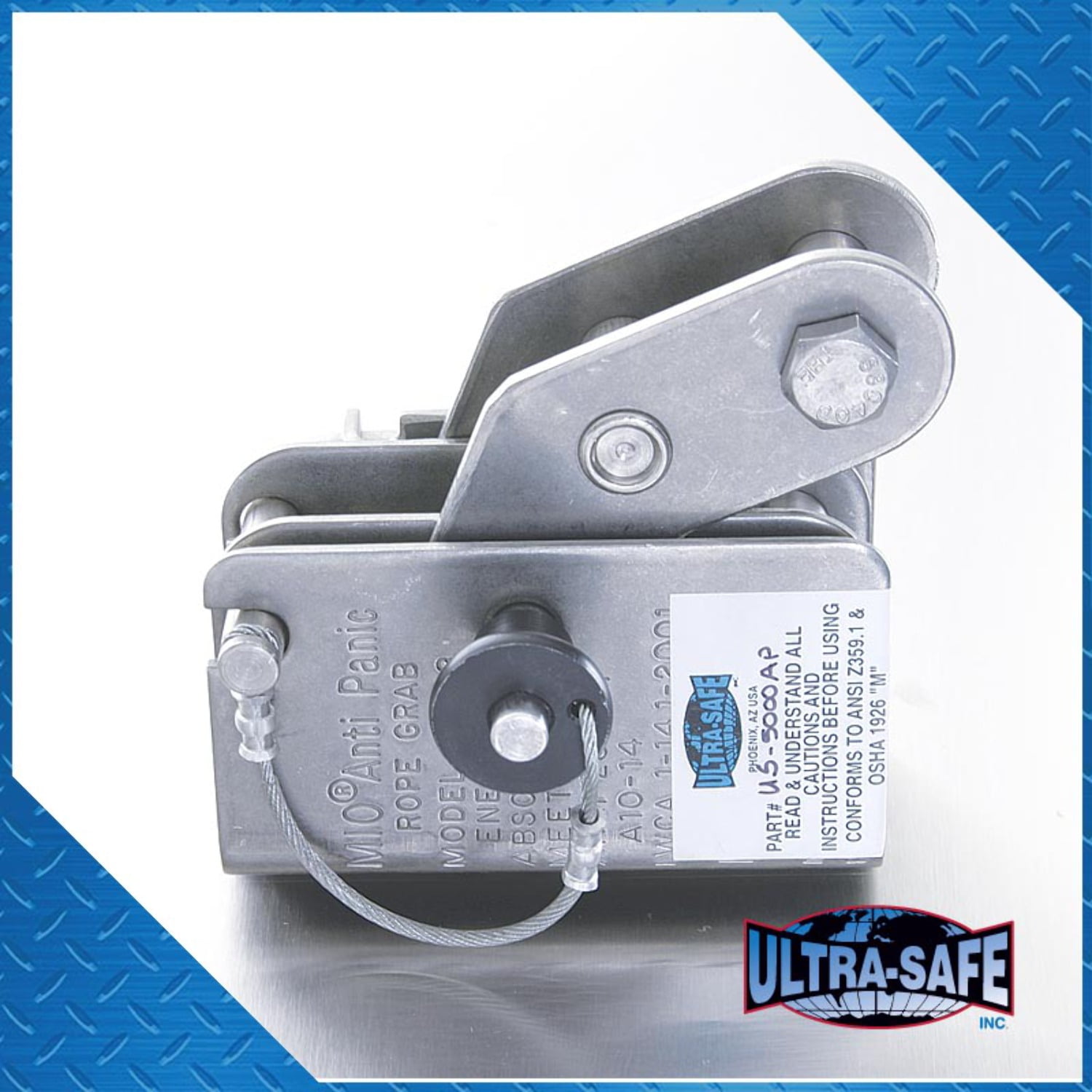 Rope Grab Anti-Panic for Window Washing. 5/8″ Poly-Dac, Stainless Steel ...