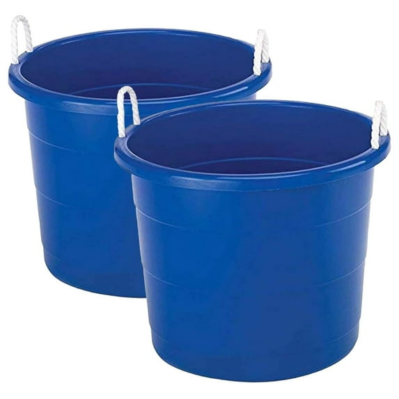 Rope-Handle Plastic Storage Tubs, Plastic Buckets with Handles, Indoor ...
