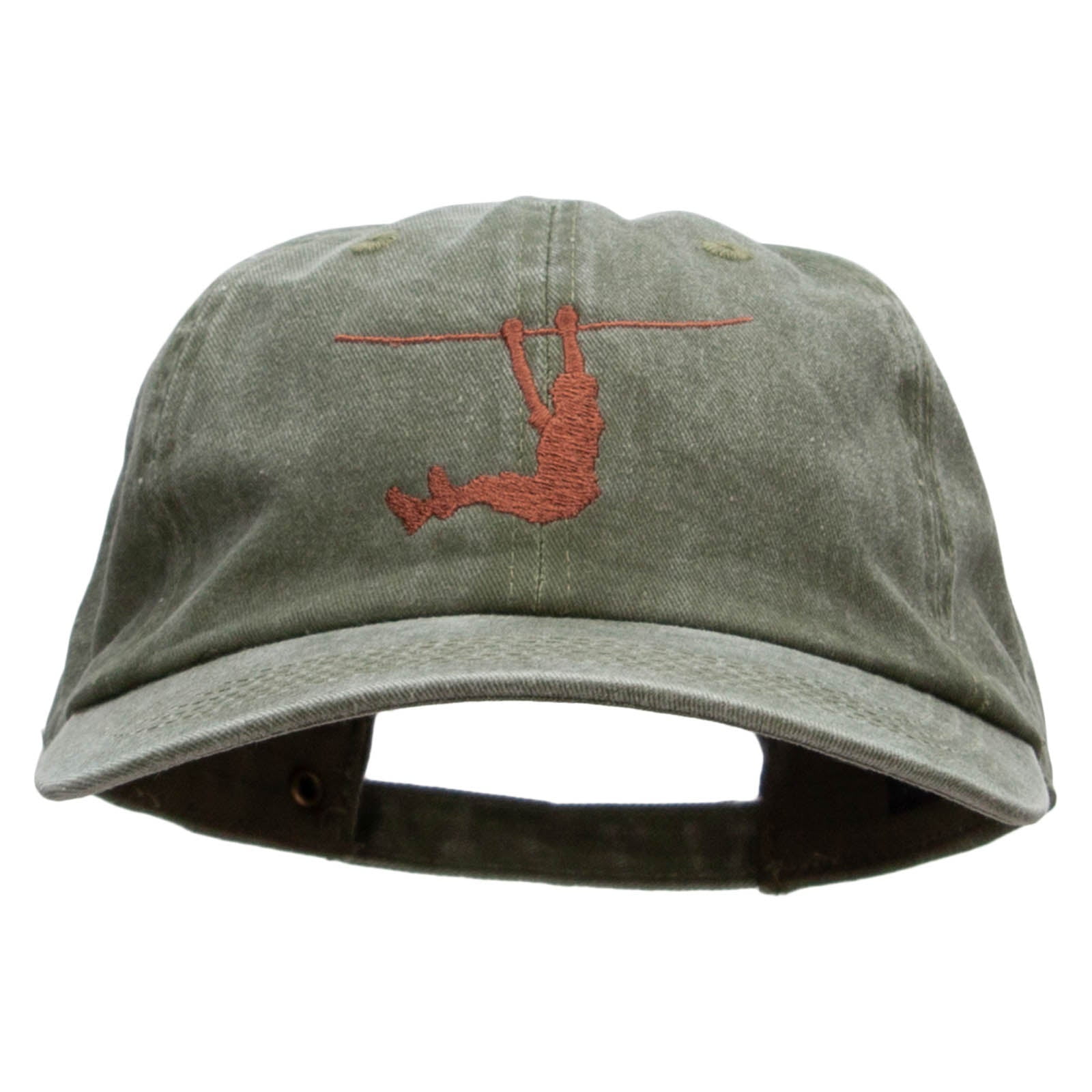 Rope Hanging Embroidered Unstructured Pigment Dyed Cotton Cap - Olive ...