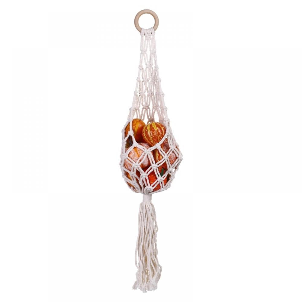 Rope Hanging Fruit Basket Kitchen Organizer Nets for Vegetable Boho ...