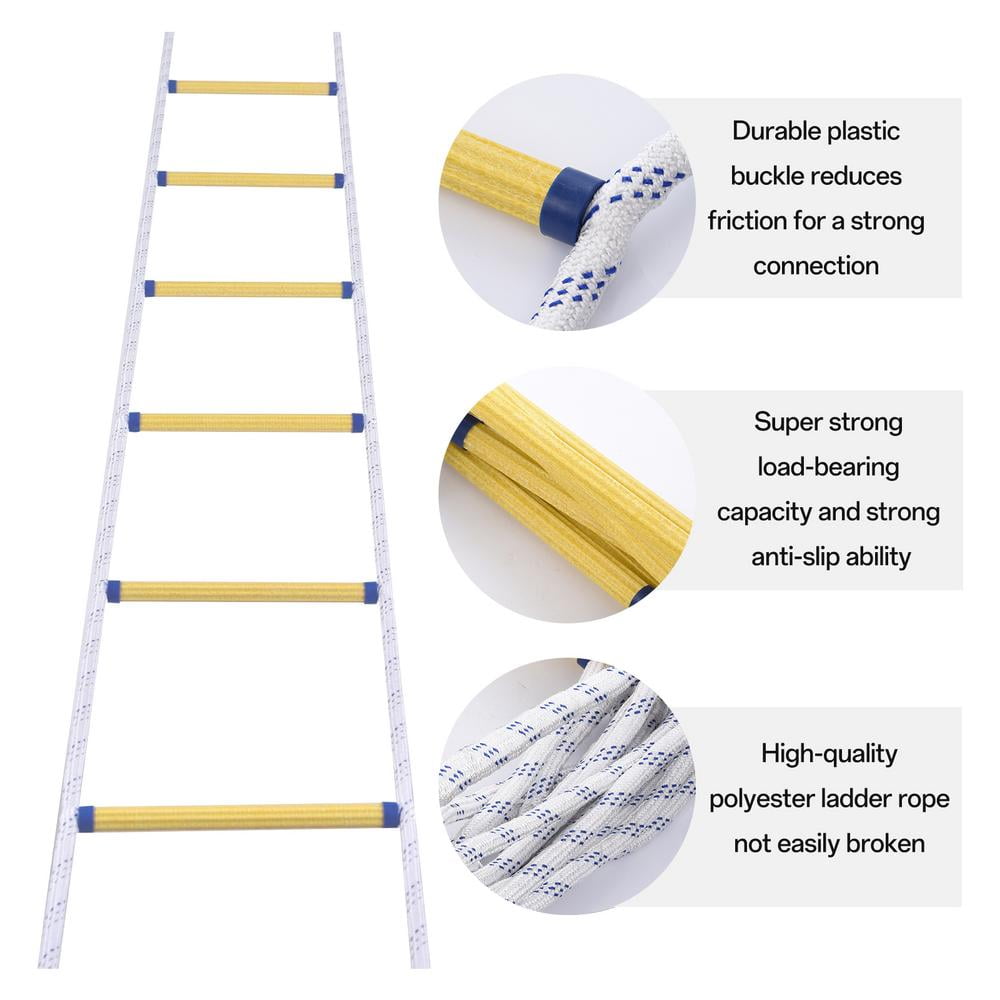 Rope Ladder,65 Feet Emergency Fire Escape Ladder Flame Resistant Safety ...