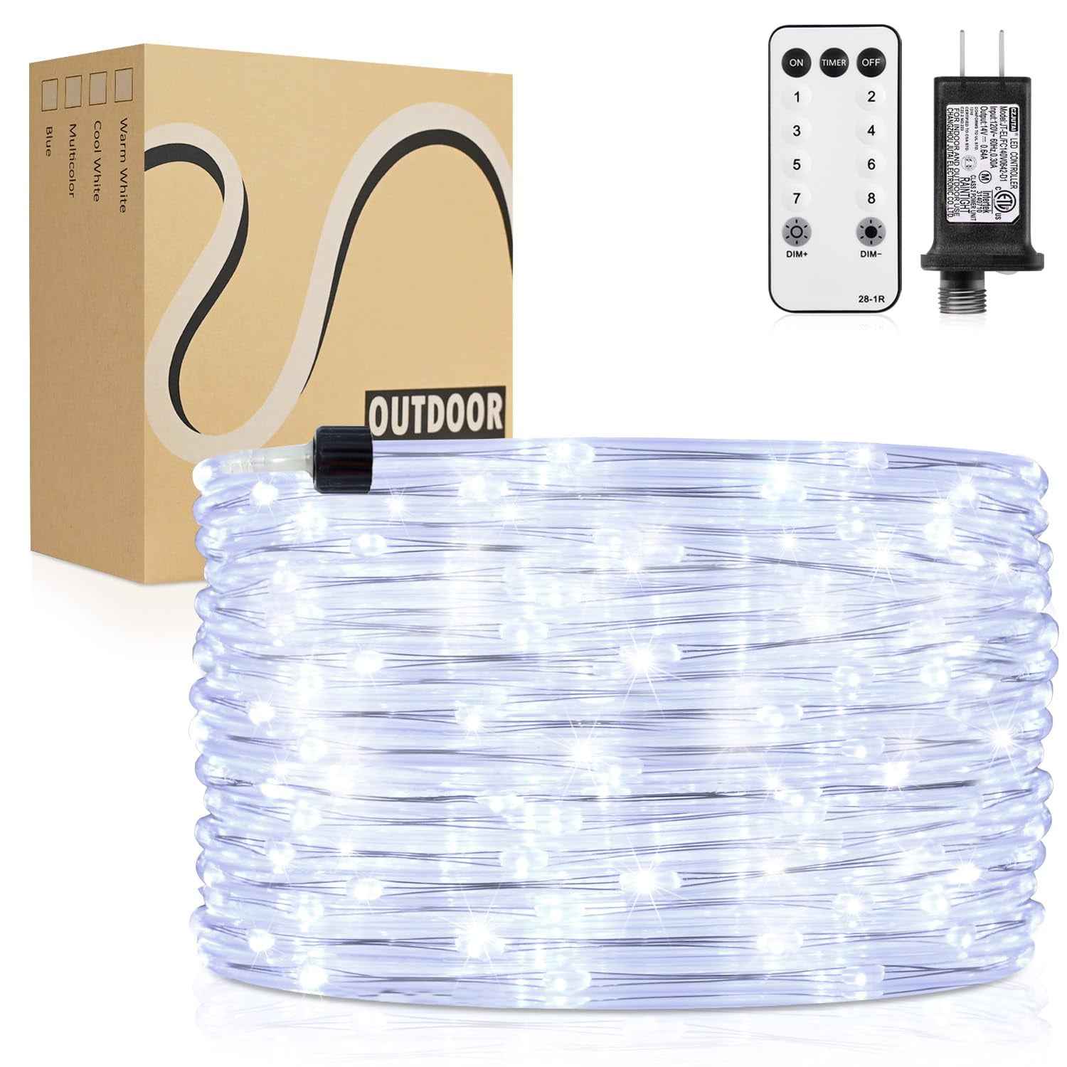 Rope Lights Outdoor, 98ft 600 LED Outdoor Rope Lights Plug in ...