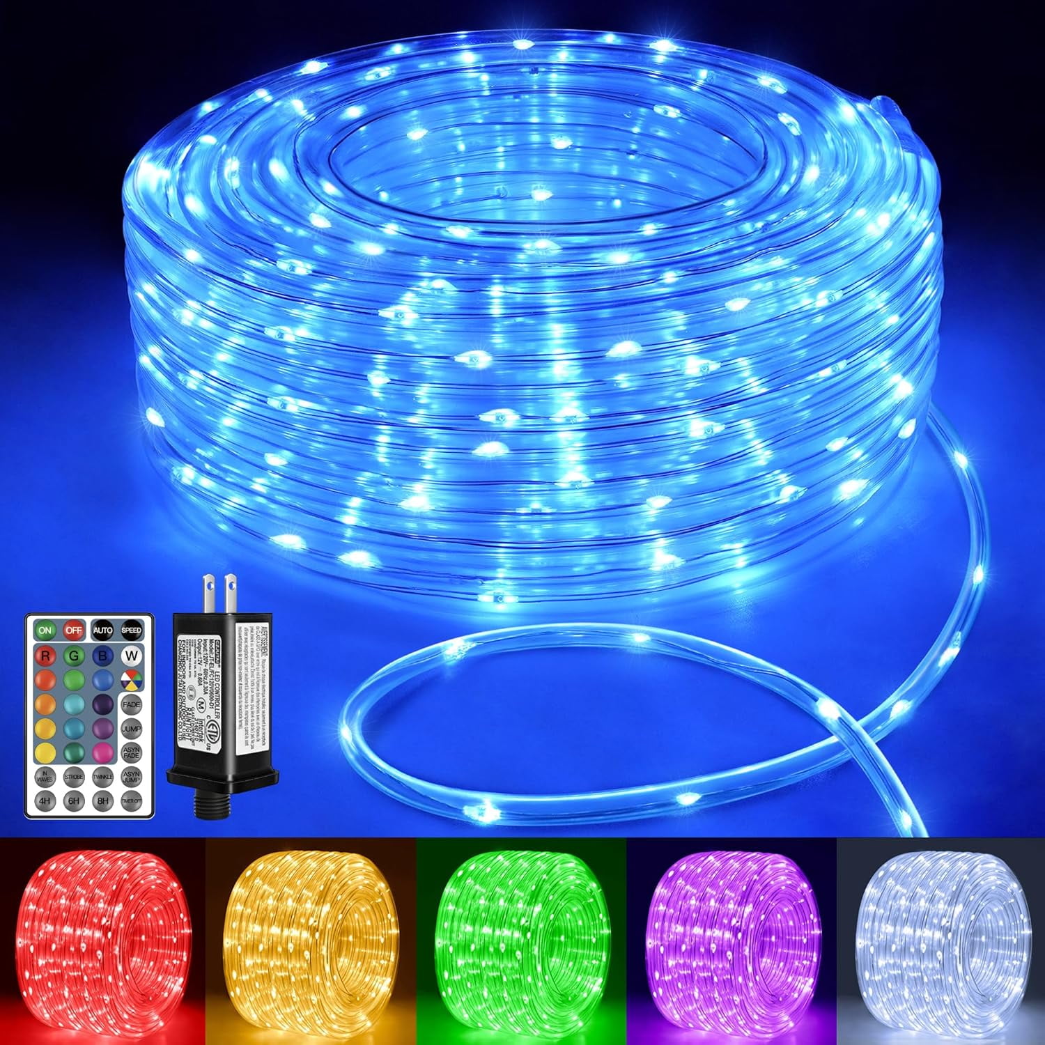 Rope Lights Outdoor Color Changing, 33FT 100 LED Waterproof Plug in ...