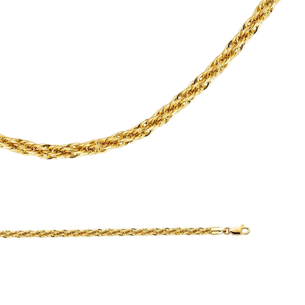 Rope Necklace Solid 14k Yellow Gold Chain Round Twisted Links Hollow ...