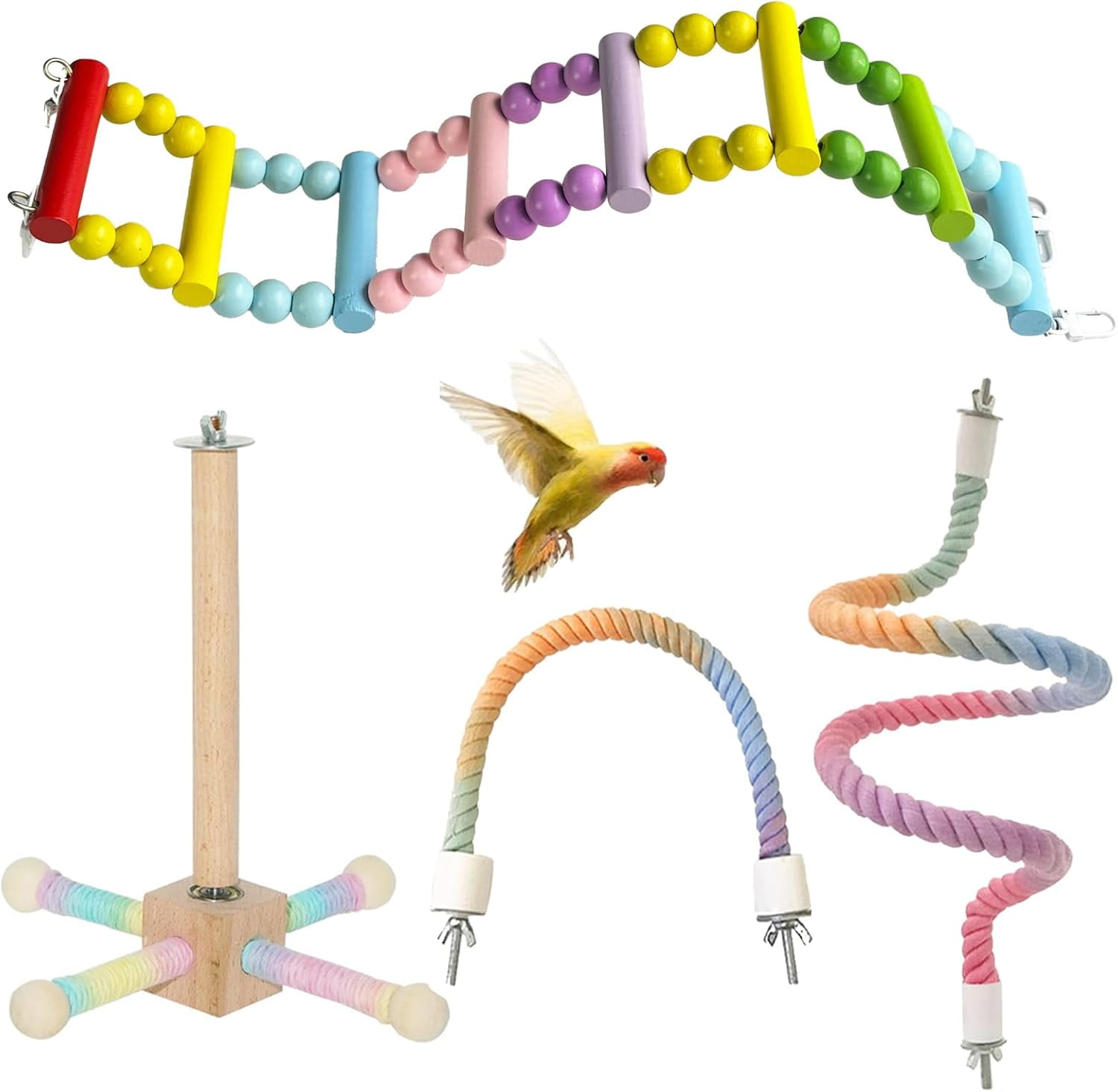 Rope Perches for Bird Cages, Cockatiels Rope Perch for Parrots ...