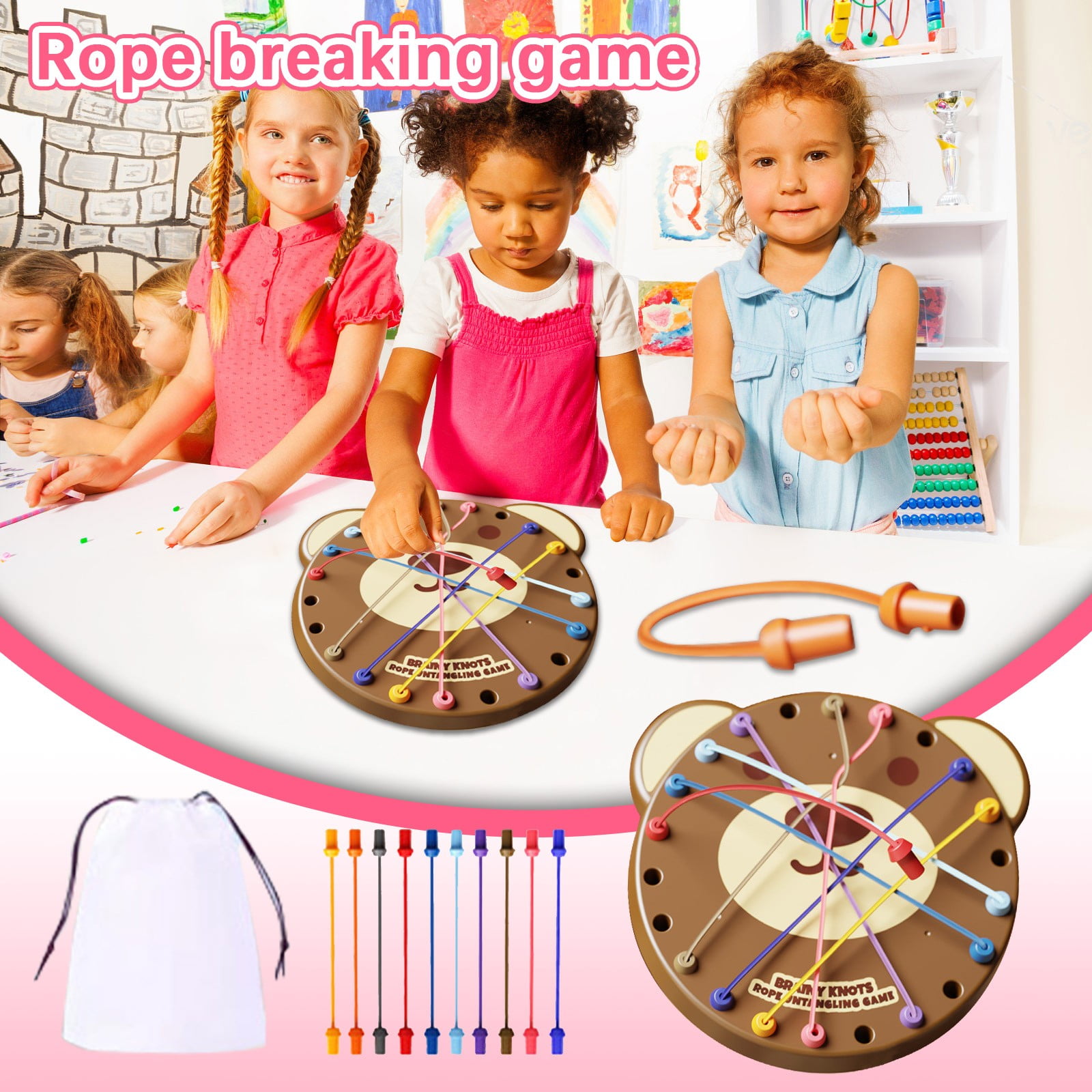 Rope Puzzle Challenge Board Game Toy,Logical Thinking Game for 4,5,6,7 ...