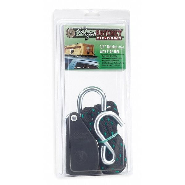 Free Shipping! Rope Ratchet Rope Tie Down,8' L,500 lb,S-Hook 10030 ...