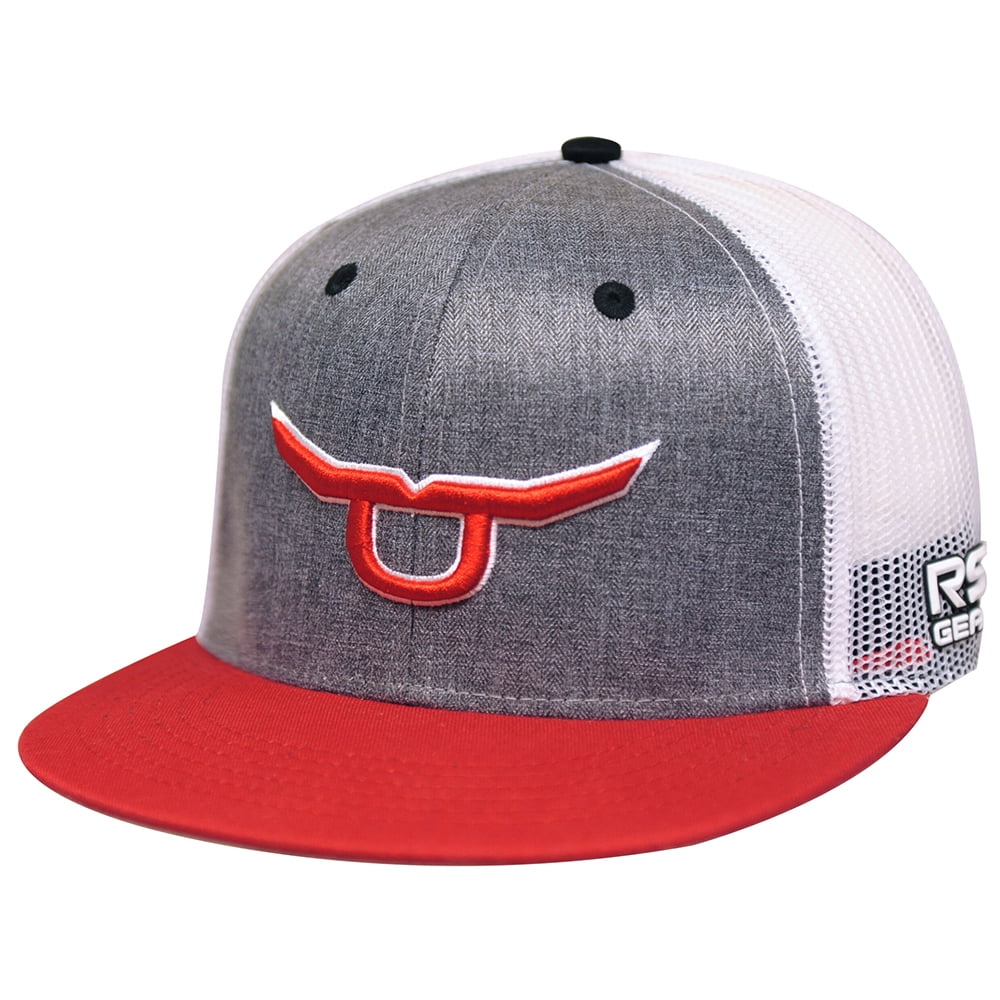 Rope Smart Western Style Mesh Flat Retro Trucker Fit Snapback Red Steer ...