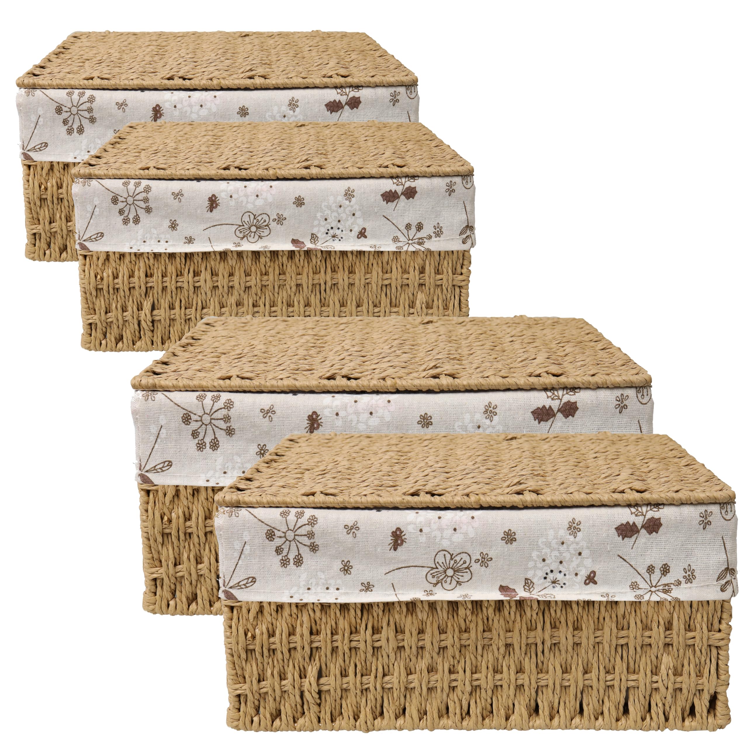 Rope Storage Bins with Removable Lids, Woven Stackable Organizer Basket ...