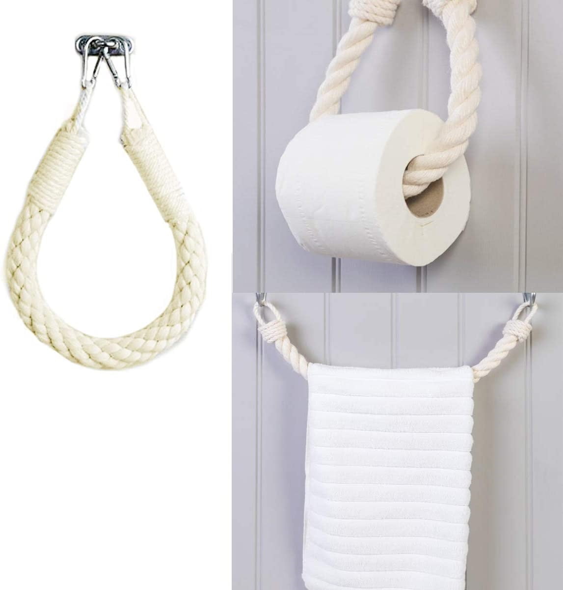 Rope Toilet Paper Nautical Bathroom Decor with Anchor Wall Mount Metal ...