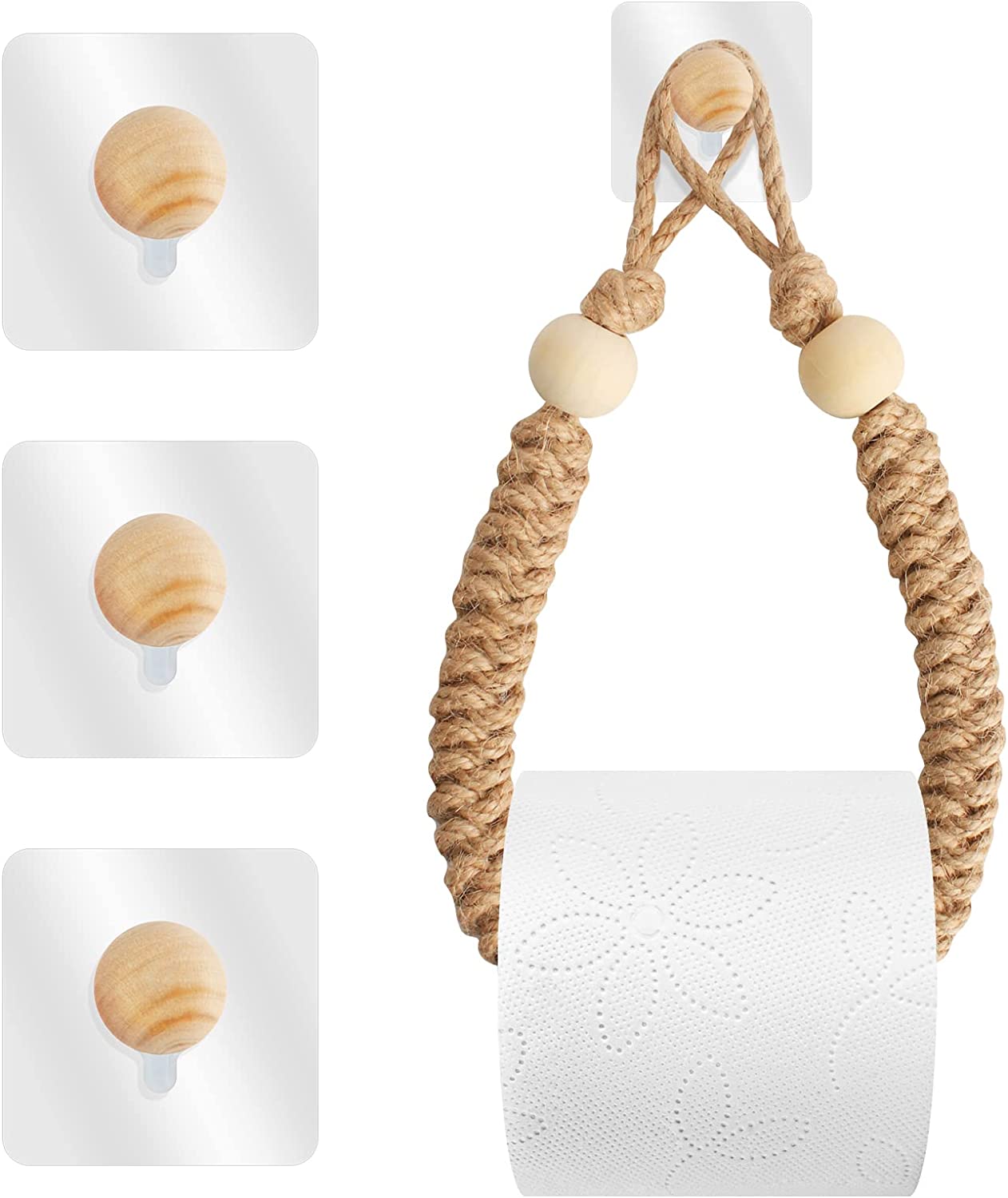 Rope Toilet Roll Holder, Wall Mounting Toilet Paper Holder Jute Rope ...
