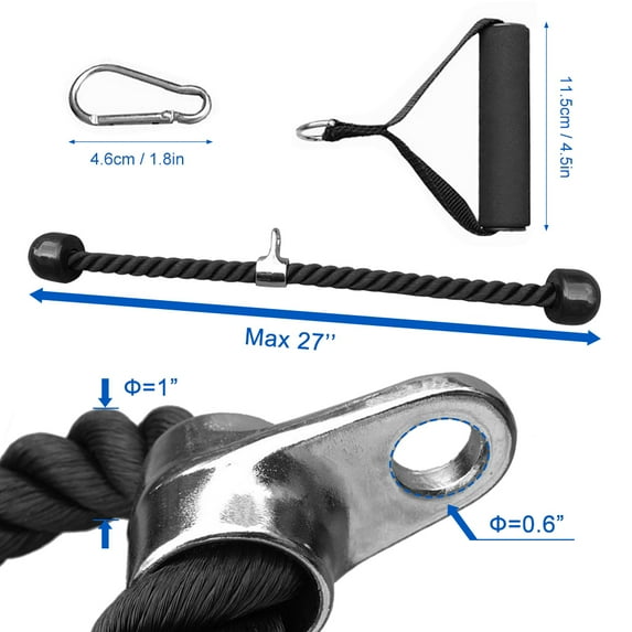Rope Training Pull Down Rope Triceps Push Down Rope 27IN Non Slip Cable ...