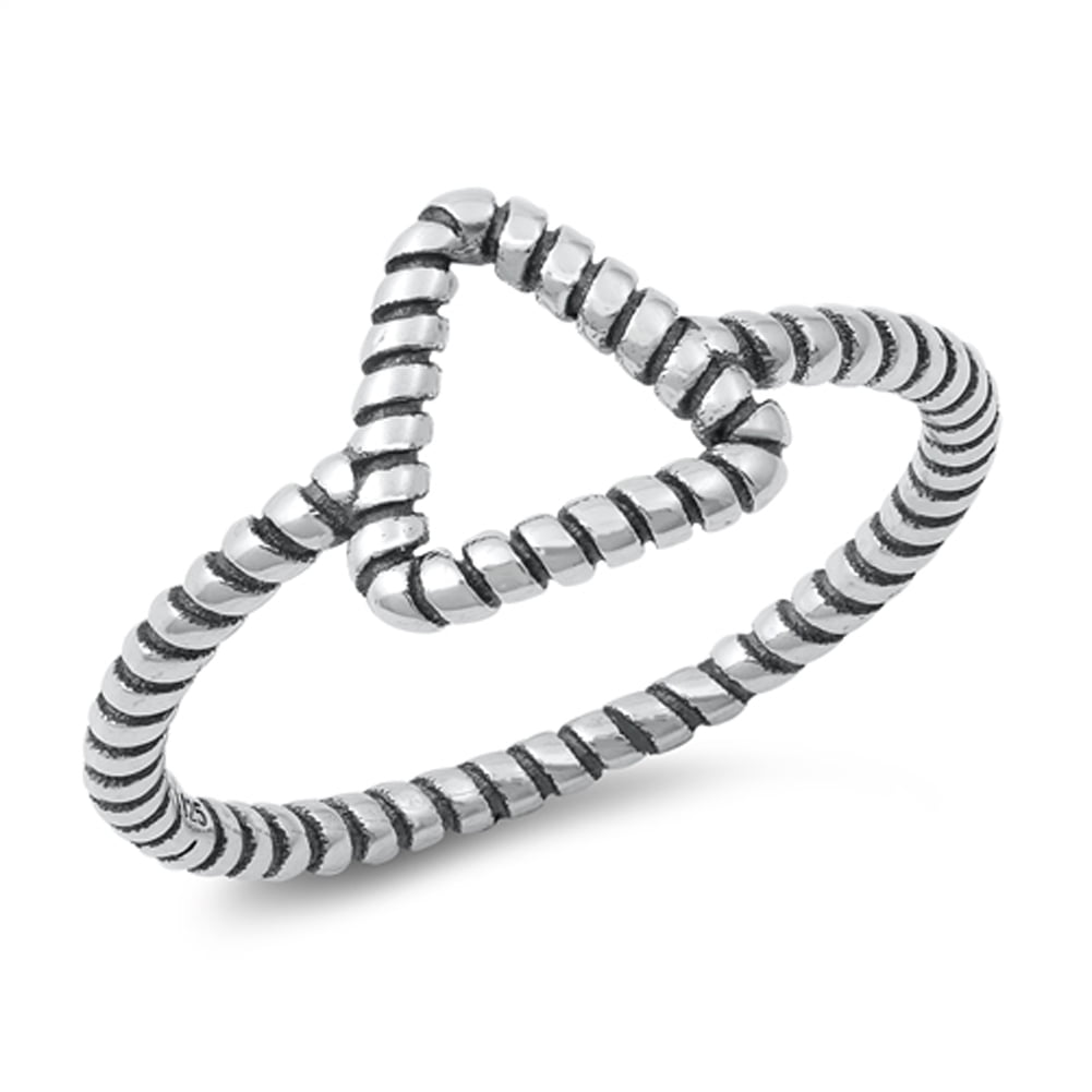 Rope Triangle Ring .925 Sterling Silver Band Jewelry Female Male Unisex ...