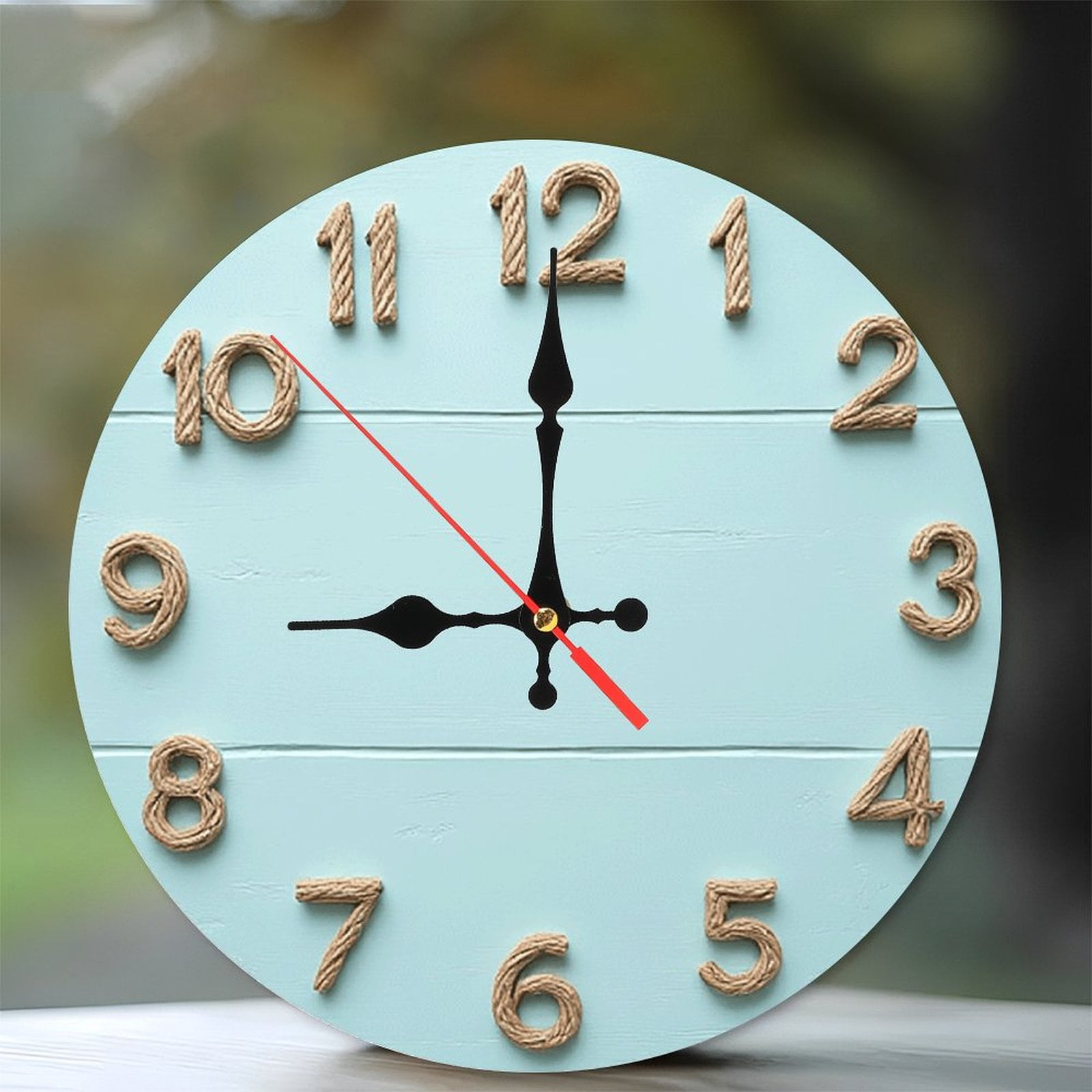 Rope Wall Clock Farmhouse Decor Home 10-Inch Silent Wooden Wall Clock ...