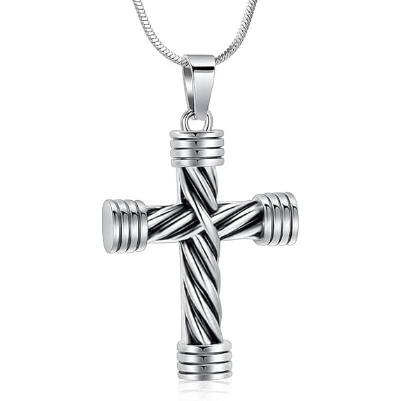 Rope Winding Cross Cremation Ashes Urn Pendant Necklace - Cremation ...