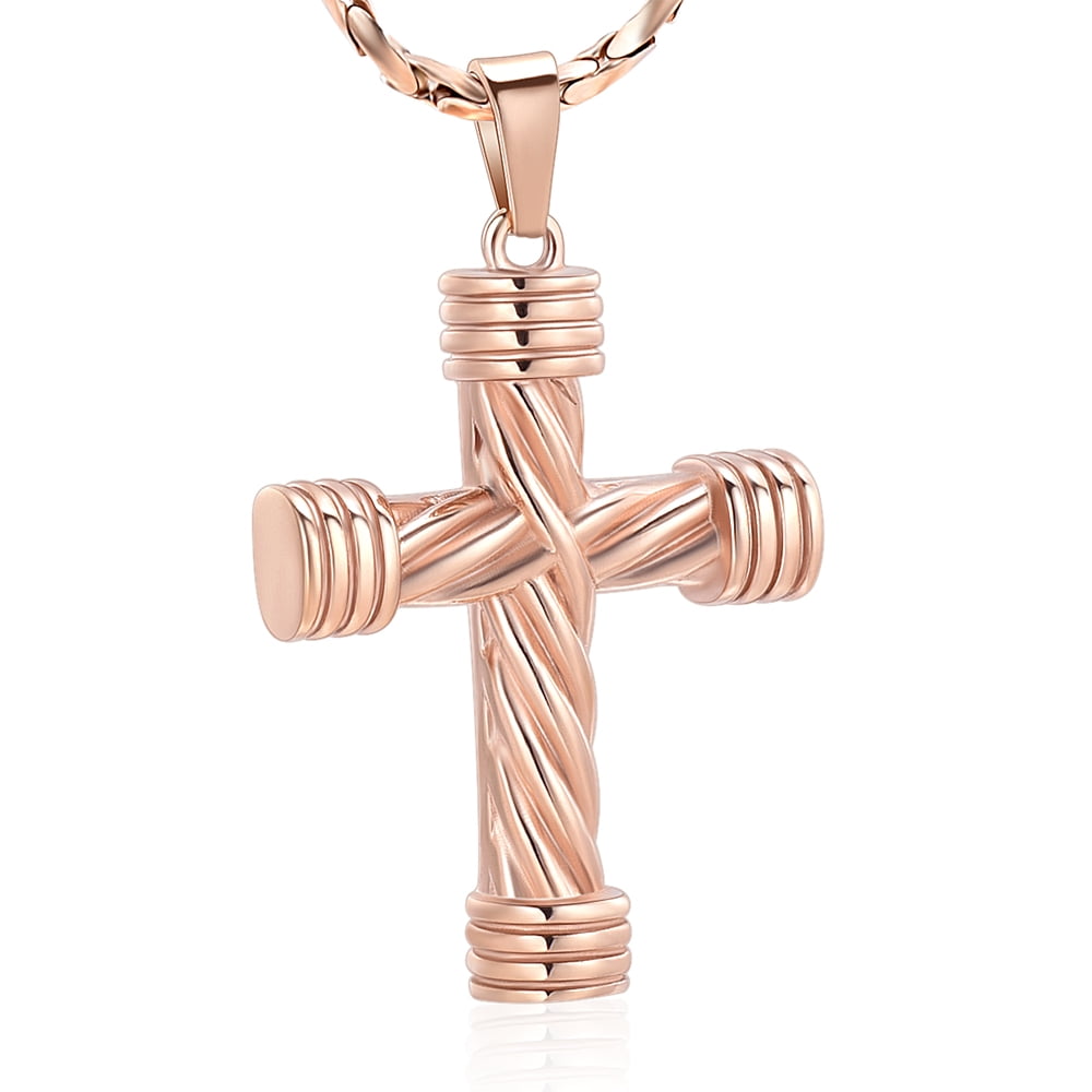 Rope Winding Cross Cremation Ashes Urn Pendant Necklace Memorial ...