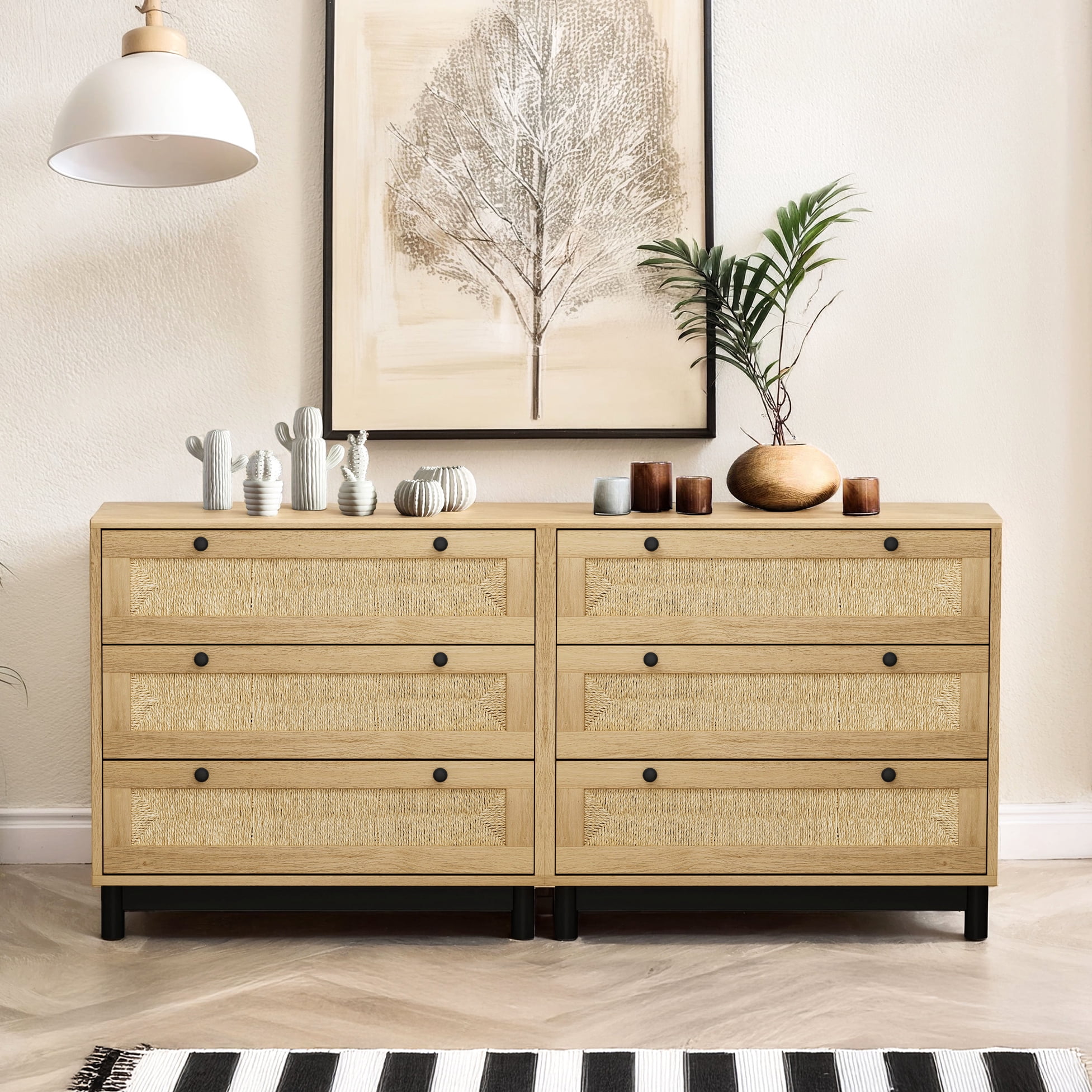 Rope Woven 3 Cabinet ( Of 2) For Home. Bedroom Living Room Decor ...